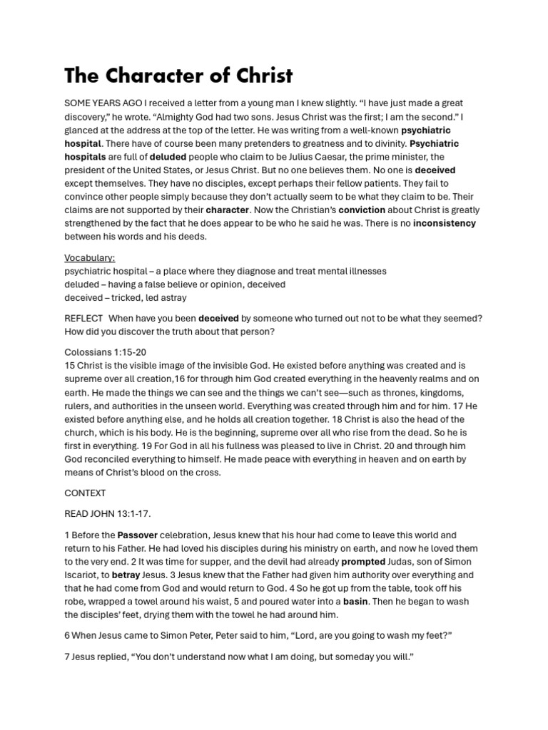 The Character of Christ - Stott Session 3 | PDF | Jesus | Disciple ...