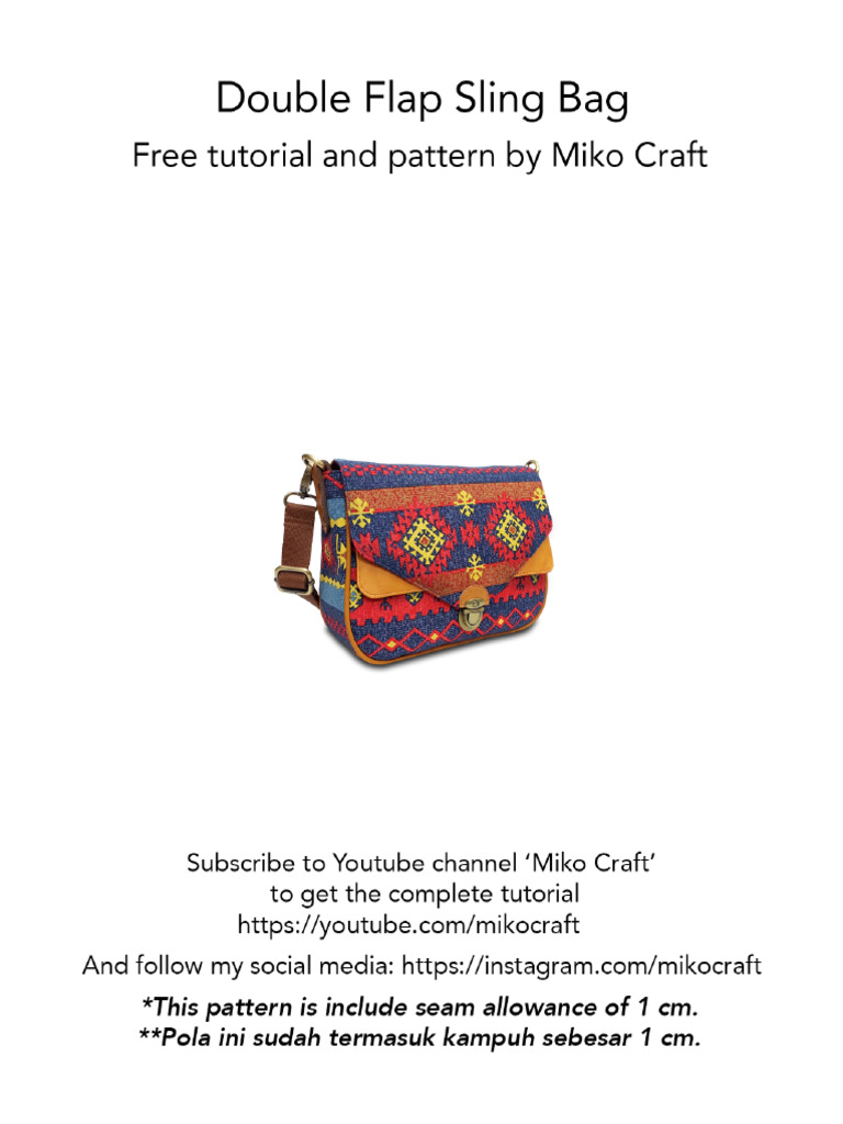 Double Flap Sling Bag - Free Pattern and Tutorial by Miko Craft | PDF