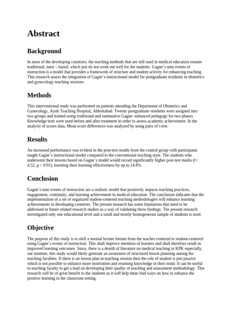 Gagne's Model Boosts Medical Learning Outcomes | PDF | Learning | Medicine