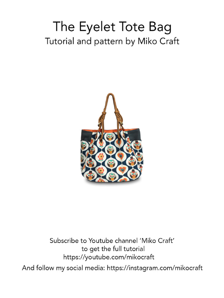 Eyelet Tote Bag - Pattern by Miko Craft | PDF