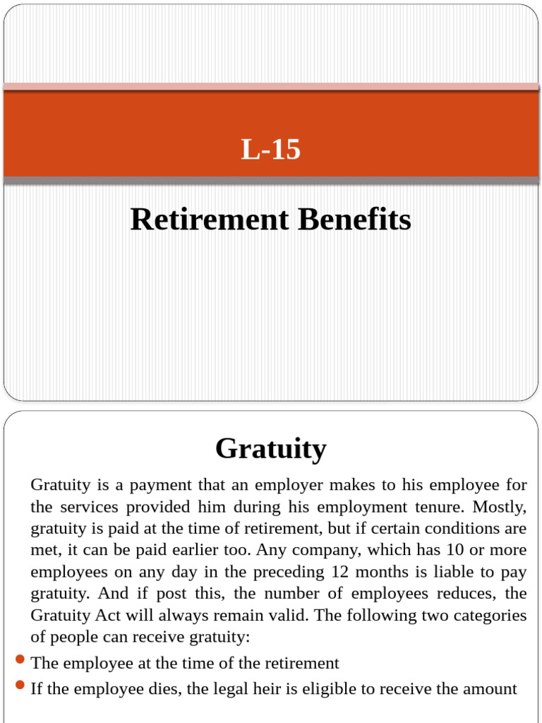 L-18, Retirement Benefits | PDF | Employment | Gratuity