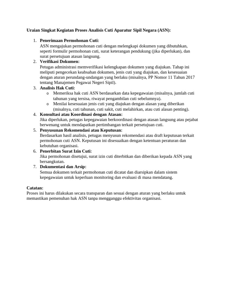 Proses Permohonan Cuti ASN | PDF