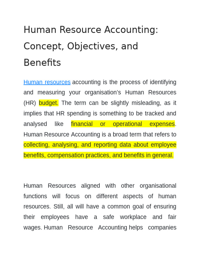Human Resource Accounting | PDF | Human Resource Management | Human ...
