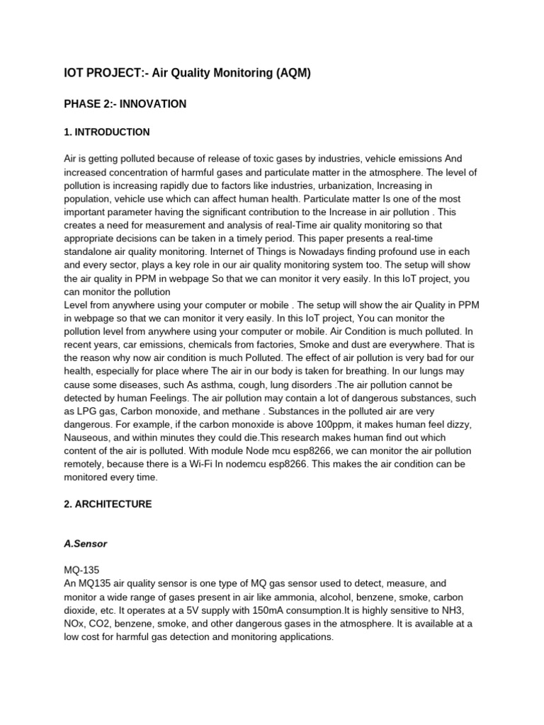 I0T - Phase2 Air Quality Monitoring System | PDF | Air Pollution ...
