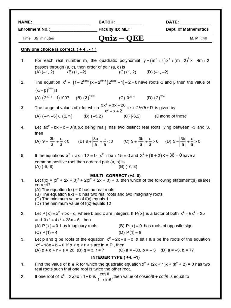 QUIZ QUAD | PDF | Equations | Discrete Mathematics