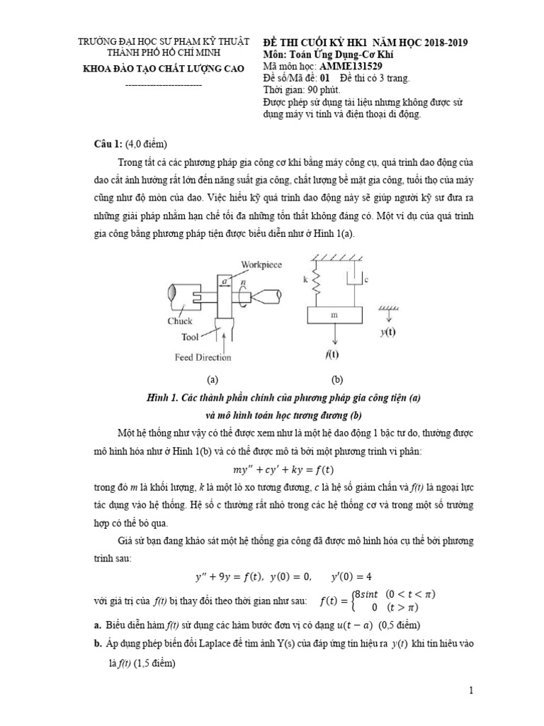 De Thi TUD - HK1-NH2018-2019 | PDF