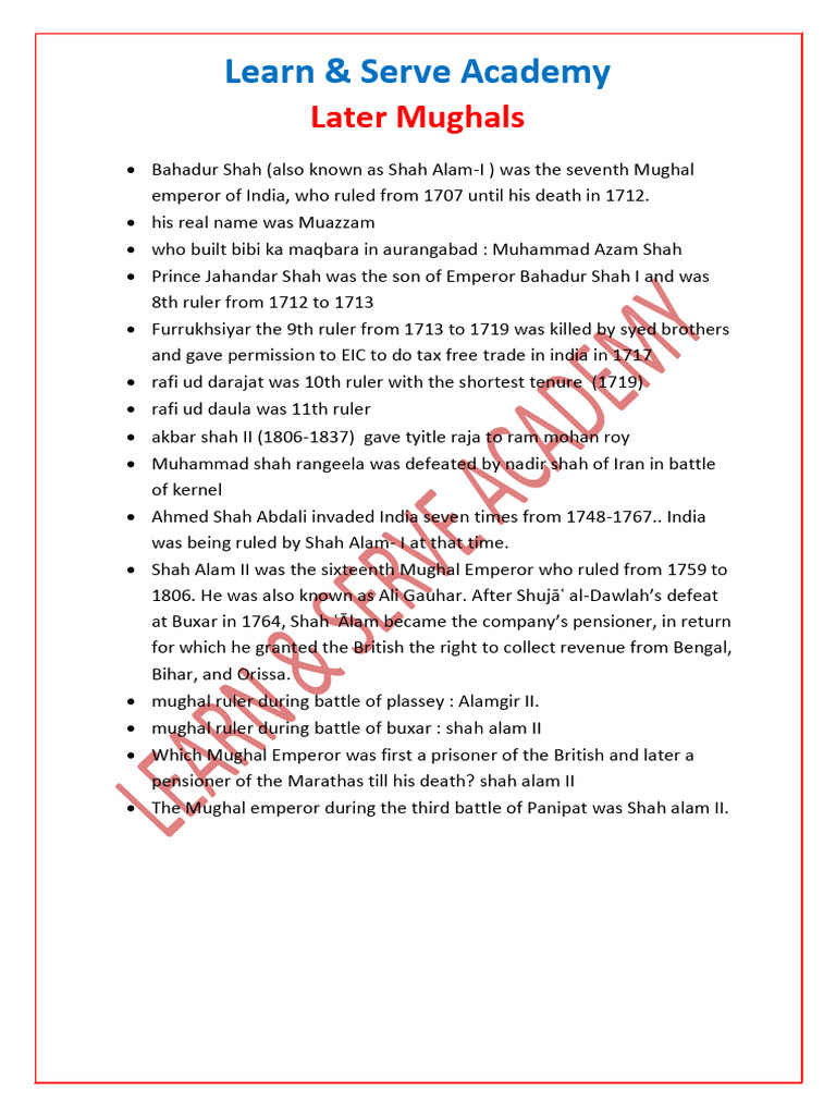 Later Mughals | PDF