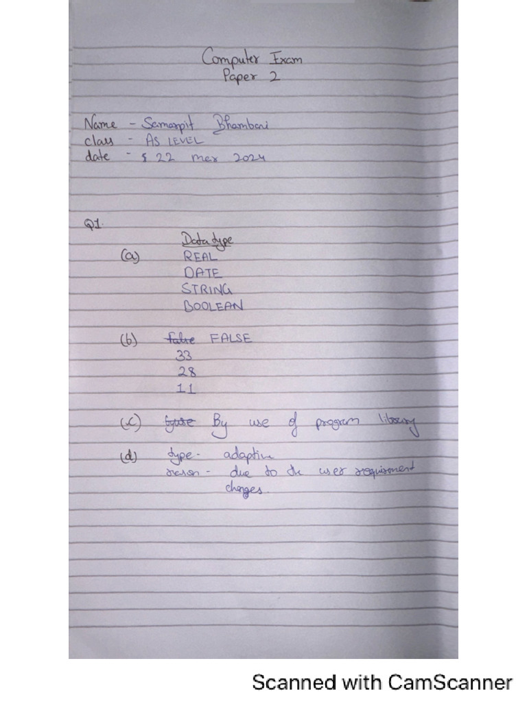 Computer Exam Paper 2 | PDF