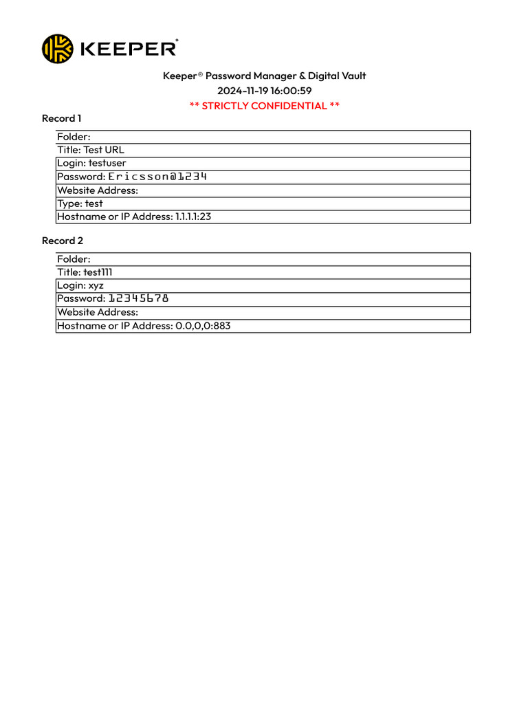 Keeper Vault Login | PDF