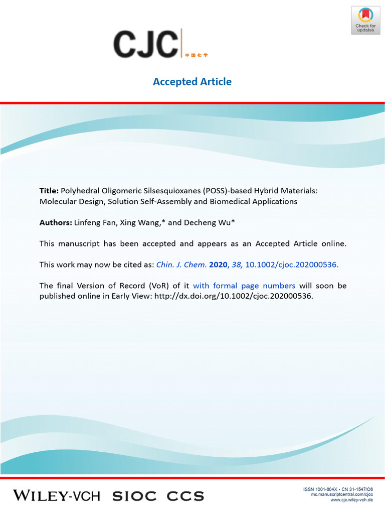 10.1002@cjoc.202000536 | PDF | Polymers | Copolymer