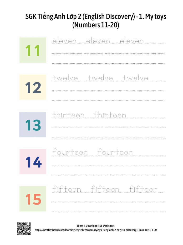 Numbers 11-20 for Grade 2 English | PDF