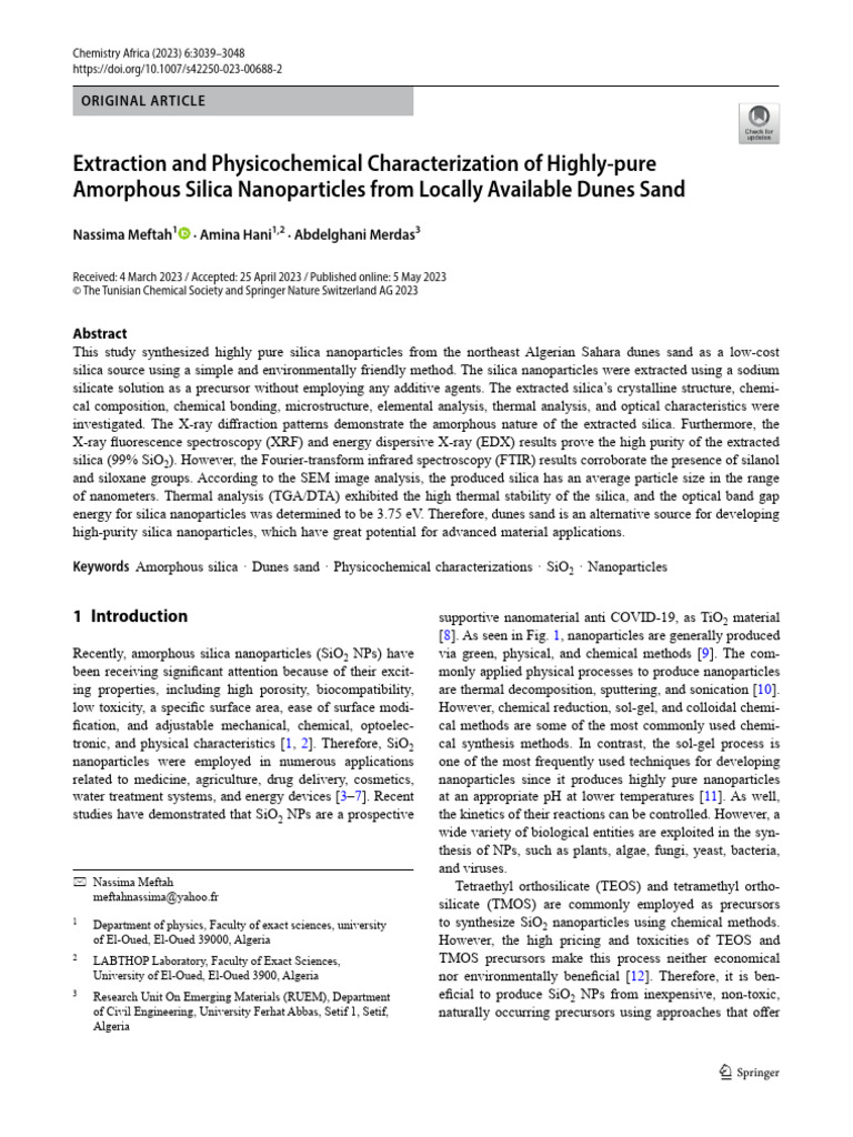 Extraction and Physicochemical Characterization of Highly-Pure ...