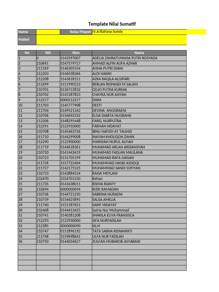 Template Nilai Sumatif-IV.a-bahasa Sunda | PDF
