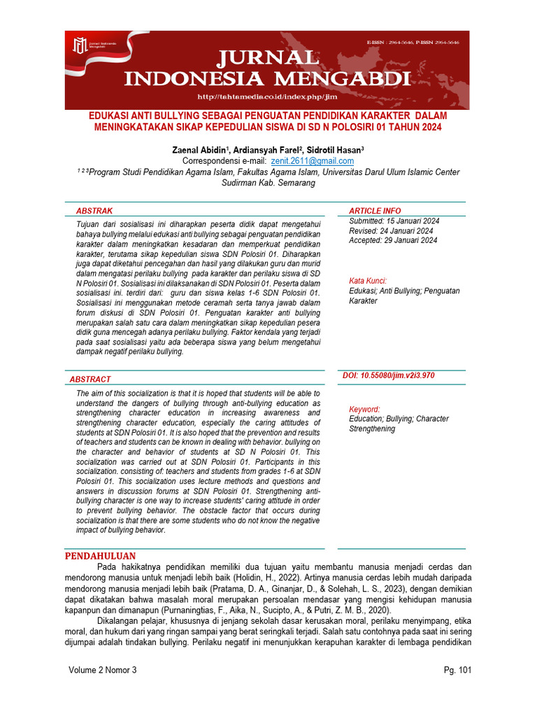 Edukasi Anti Bullying di SDN Polosiri 01 | PDF