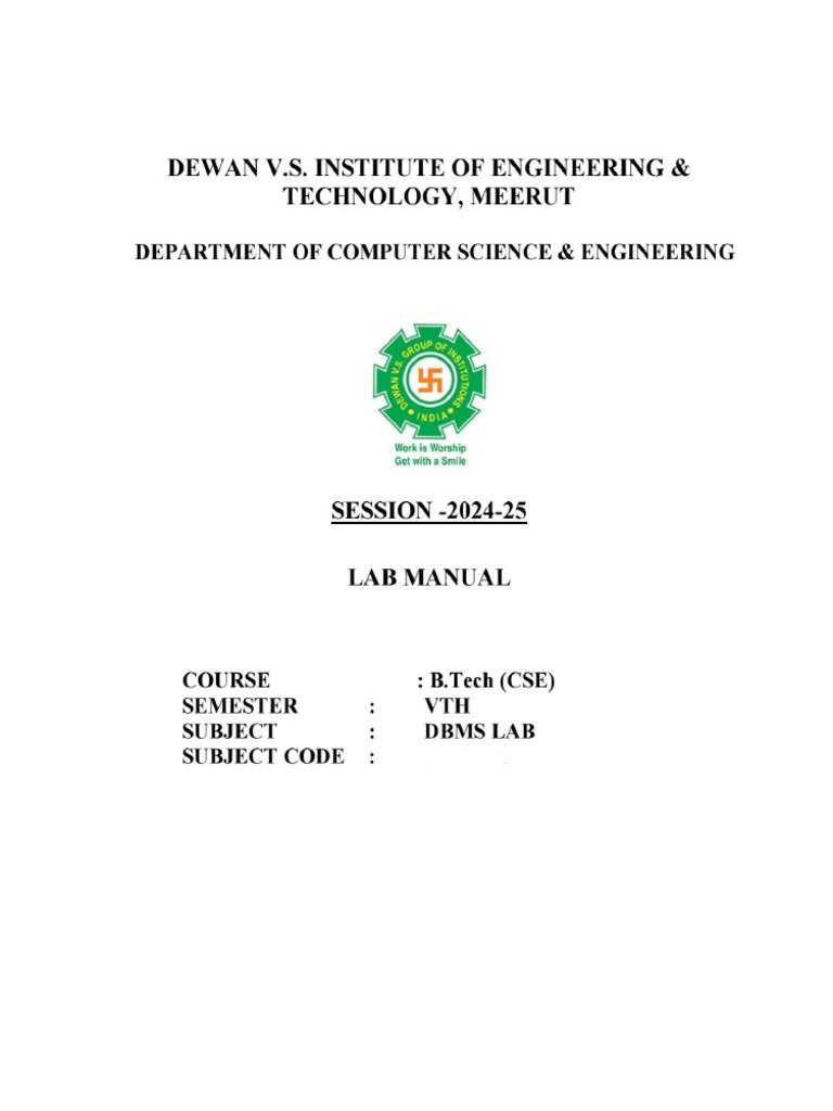 Dbms Lab Manual | PDF