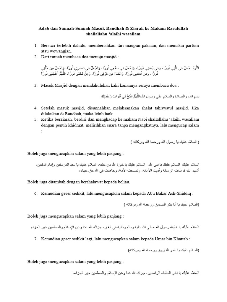 Ziarah Dan Masuk Raudhah | PDF
