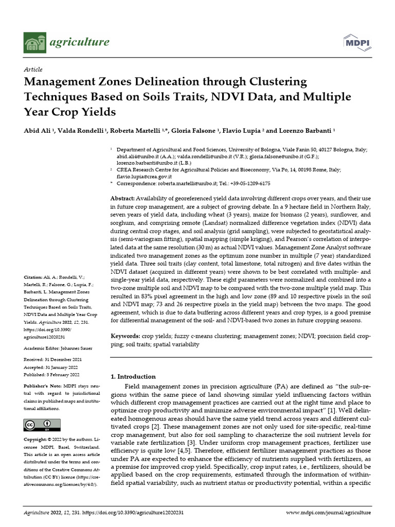 Management_Zones_Delineation_through_Clu | PDF | Cluster Analysis | Fertilizer