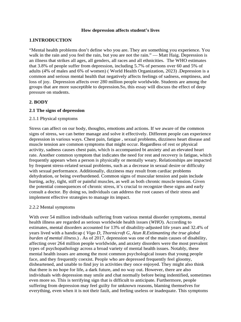 Impact of Depression on Students' Lives | PDF | Major Depressive ...