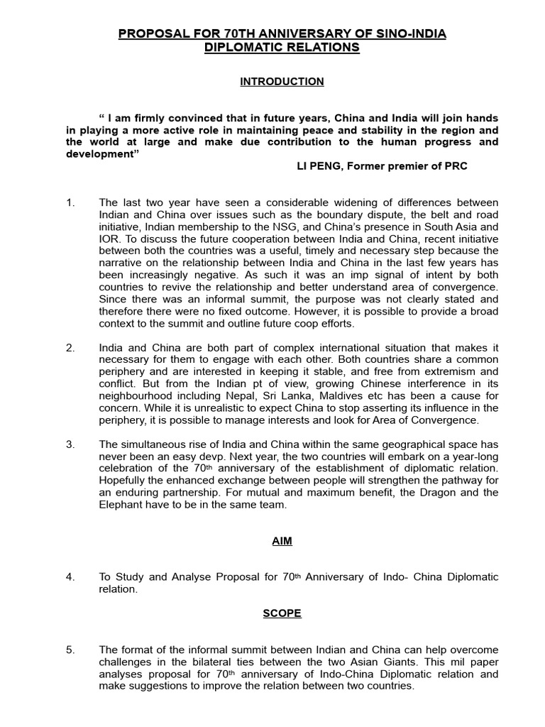 70th Anniversary of Sino-India Relations | PDF | China | World Politics