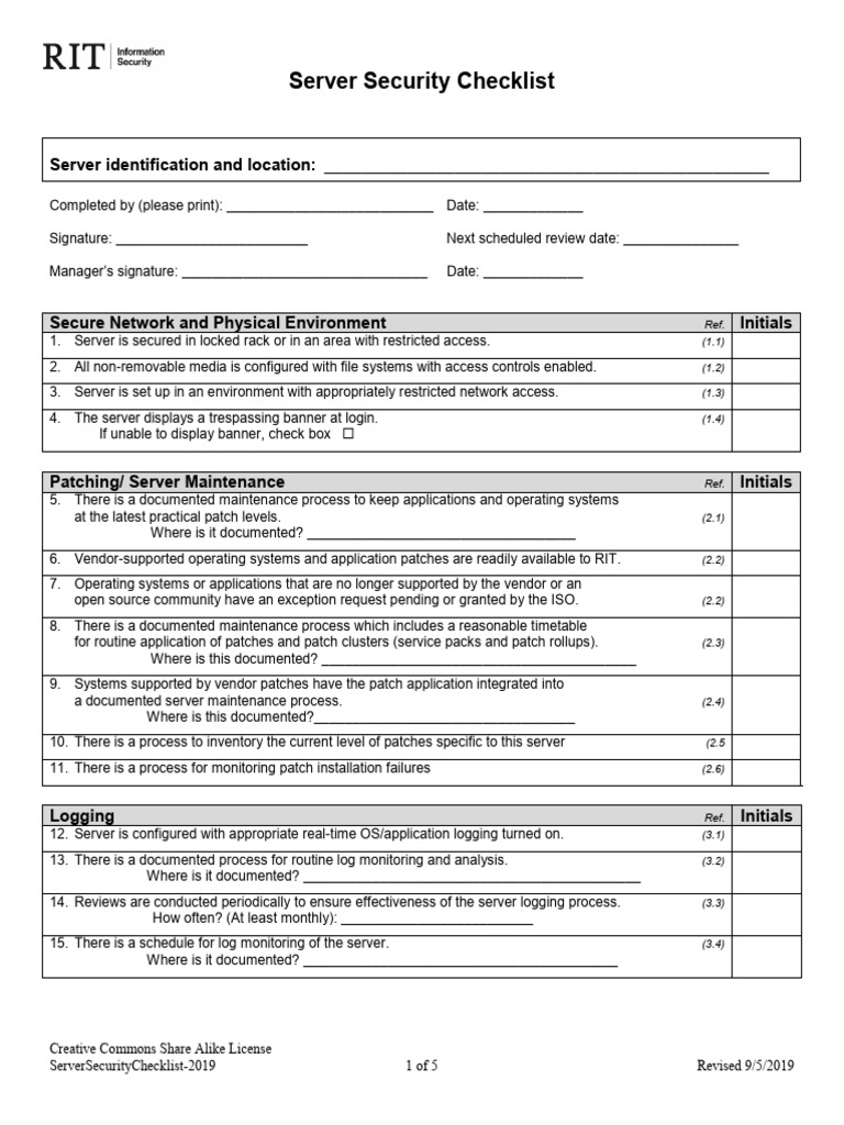 Server Security Checklist | PDF | Vulnerability (Computing) | Access Control