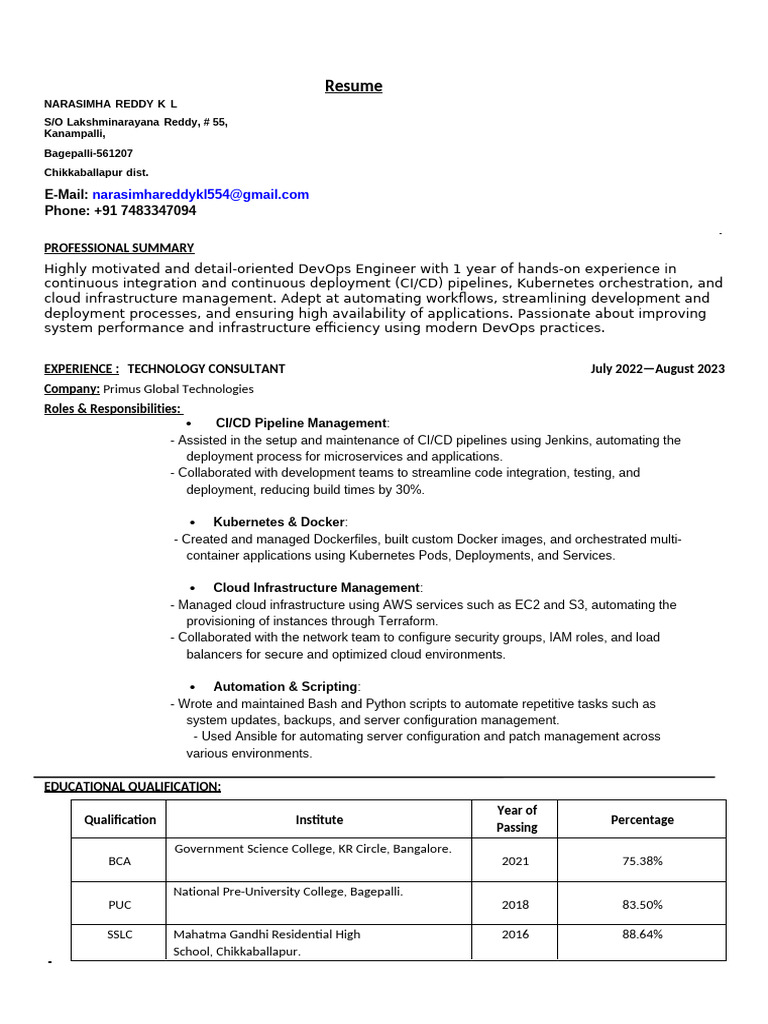Narasimhareddykl.CV (2) (3) | PDF | Cloud Computing | Computing