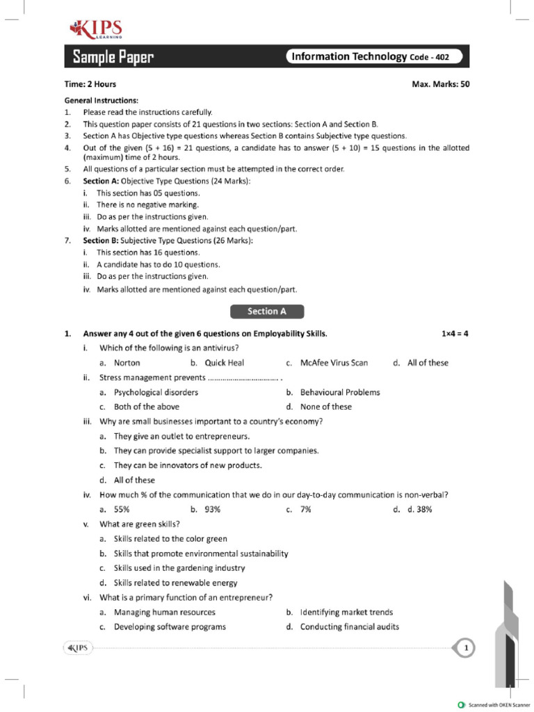 IT 402 LibreOffice-10 Sample Paper - 1 | PDF
