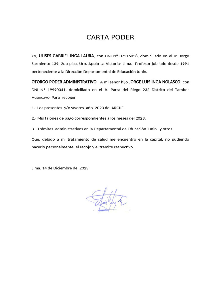 CARTA PODER ULISES (2) | PDF
