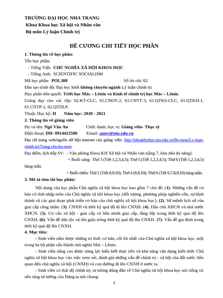 DCCTHP CNXHKH - Ngo Van An | PDF