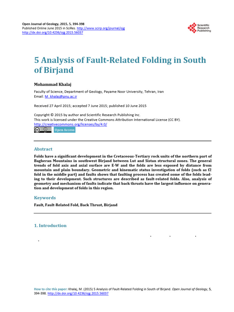 5 Analysis of Fault-Related Folding in South of Bi | PDF | Fault (Geology) | Geology