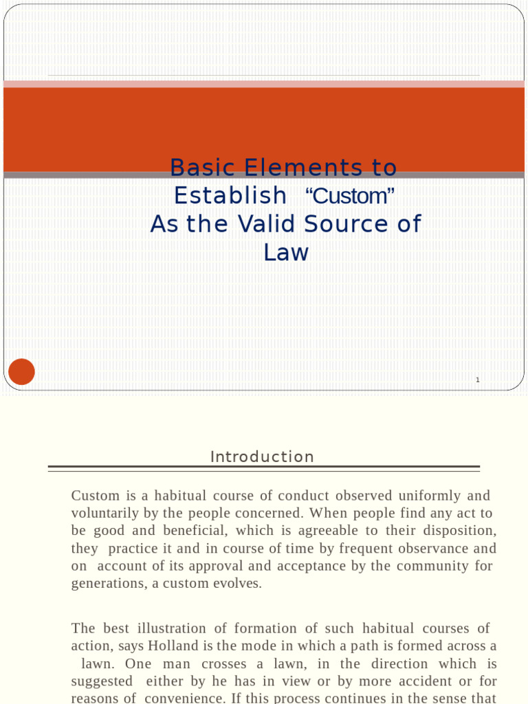 Custom As Source of Law | PDF | Sources Of Law | Jurisprudence