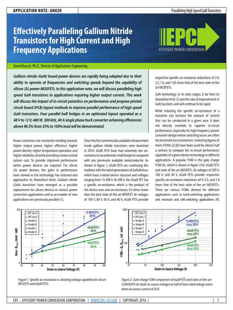 AN020 Effectively Paralleling Enhancement Mode Gallium Nitride Transistors | PDF | Field Effect ...
