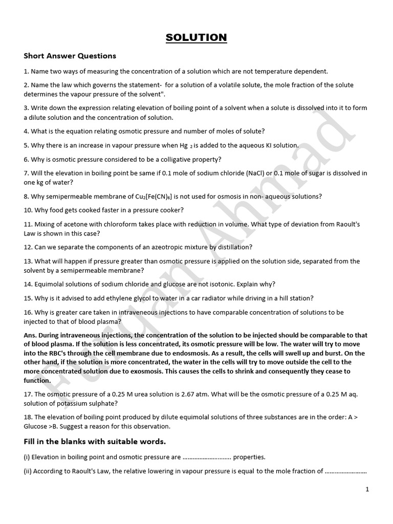 SOLUTION ASSIGNMENT | PDF | Mole (Unit) | Concentration SOLUTION ASSIGNMENT | PDF | Mole (Unit) | Concentration