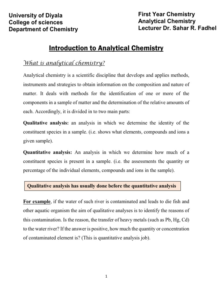 Introduction to Analytical Chemistry | PDF | Mole (Unit) | Molar ...
