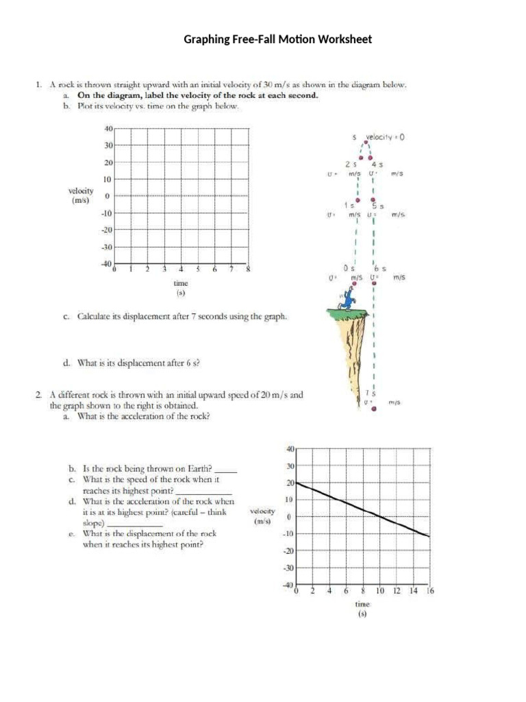 Graphing Free-Fall Motion Worksheet | PDF