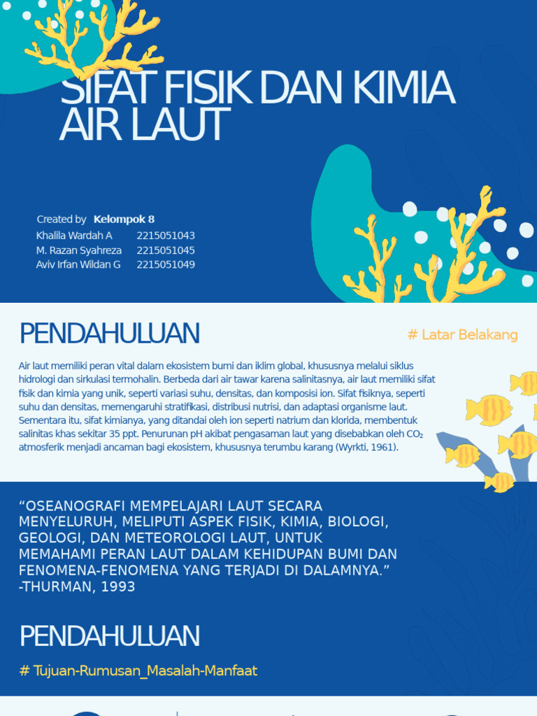 Kelompok 8 - Sifat Fisik Dan Kimia Air Laut | PDF