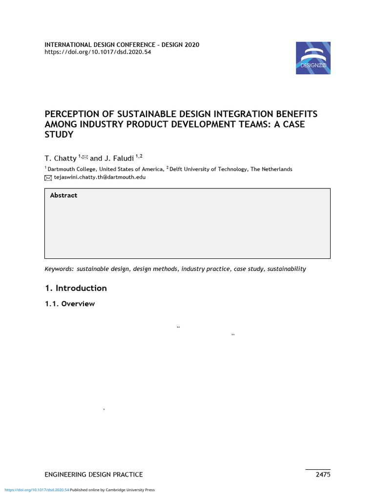 Perception of Sustainable Design Integration Benefits Among Industry ...