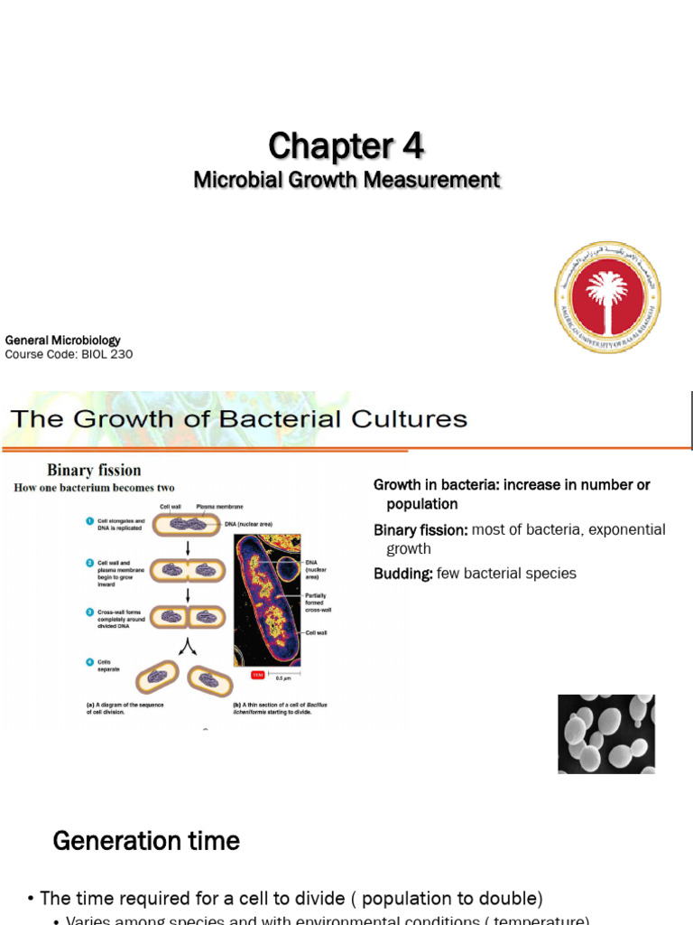 Chapter 4 Microbial Growth Measuring Microbial Growth | PDF | Bacteria | Colony Forming Unit