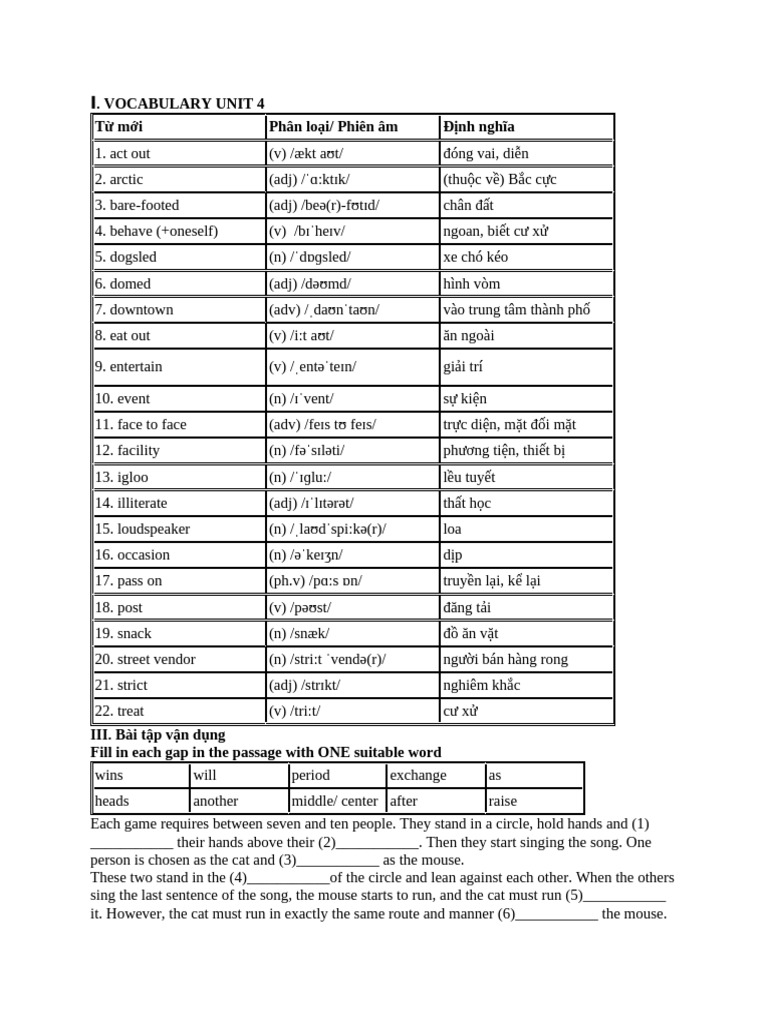 Vocabulary and Grammar Exercises Unit 4 | PDF | Dress | Agriculture
