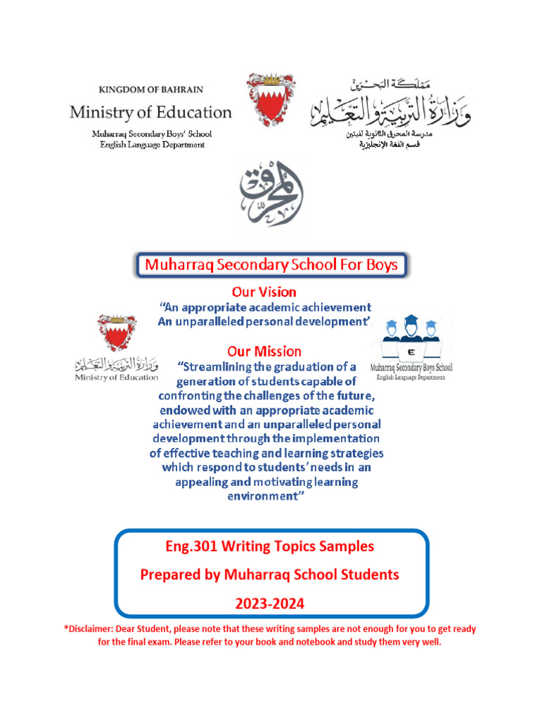 Eng.301 Writing Samples and Final Exams 23-24 | PDF | Climate Change ...