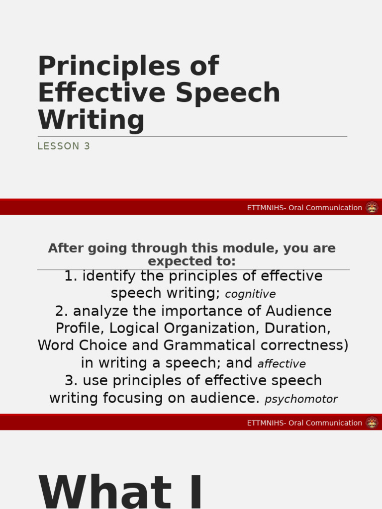 Lesson 3 - Speech Writing | PDF | Communication | Jargon