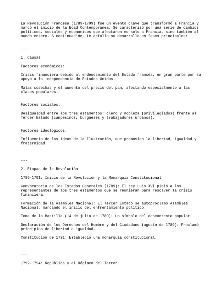 La Revolución Francesa (1789-1799) | PDF | revolución Francesa | Reino ...