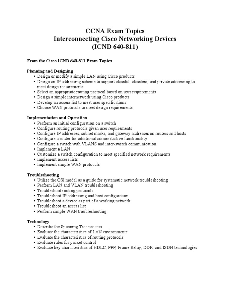 Ccna Exam Topics Ccna 640 811 Pdf Network Switch Osi Model