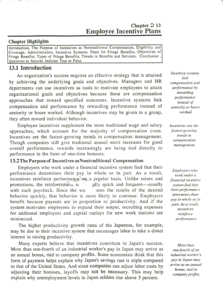 Ch-13 Employee Incentive Plan | PDF | Employment | Incentive