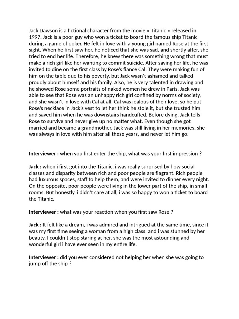 Jack and Rose: A Love Beyond Class | PDF