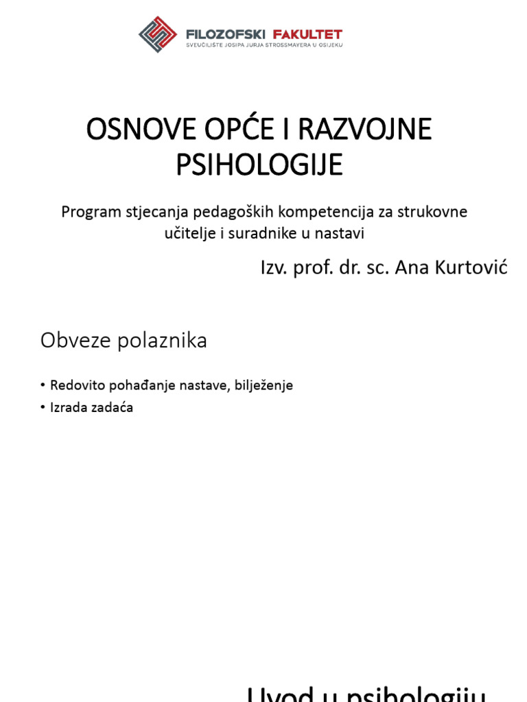 Osnove Opće Psihologije | PDF
