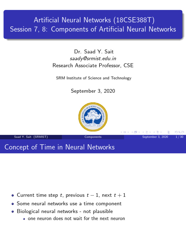 ANN Components of Artifical Neural Networks-1 | PDF | Artificial Neural Network | Statistical ...