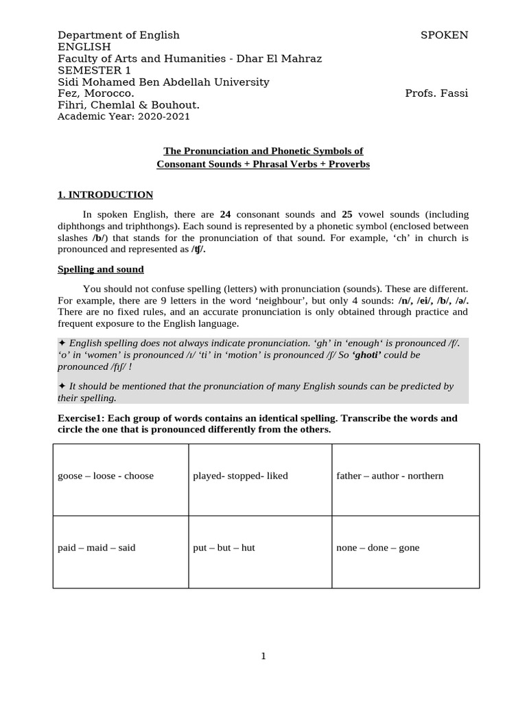 1_Consonants | PDF | English Language | Consonant