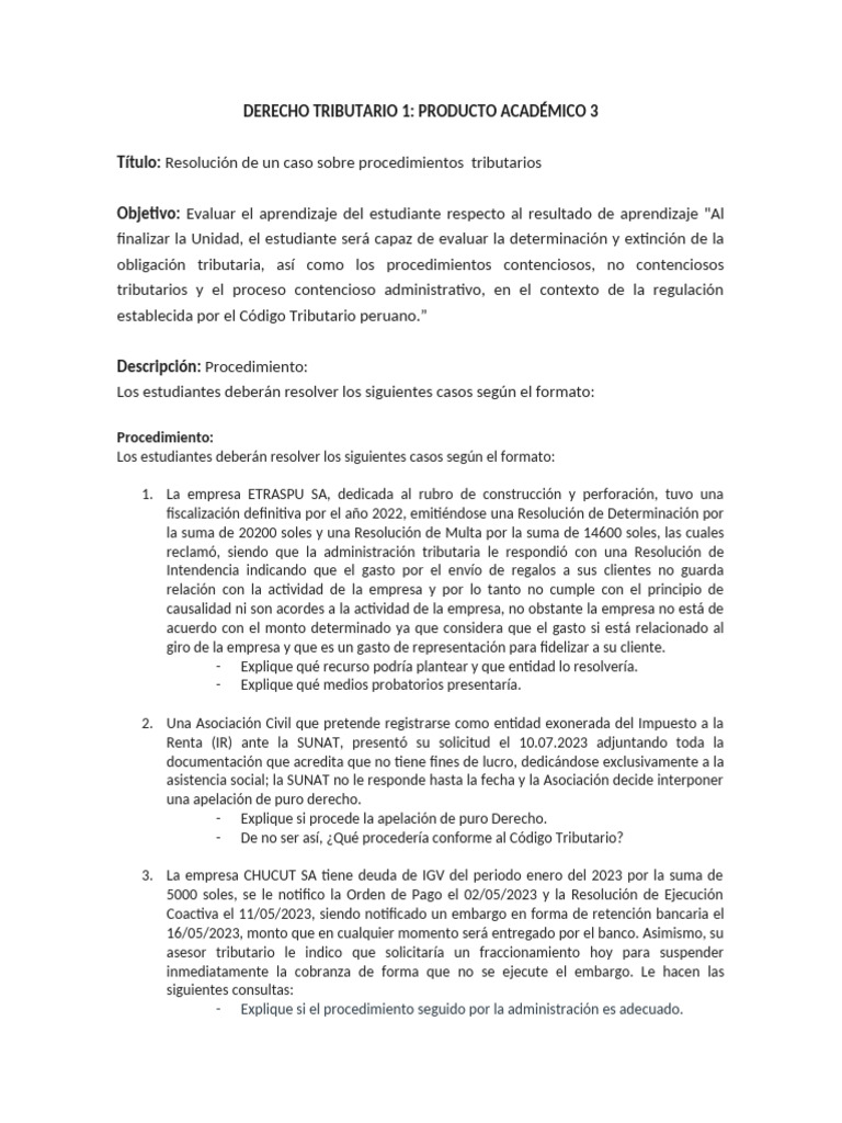 Tributario I Ia Pa3 | PDF | Caso de ley