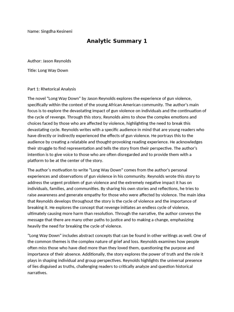 Analytic_Summary_1 | PDF | Violence | Narrative