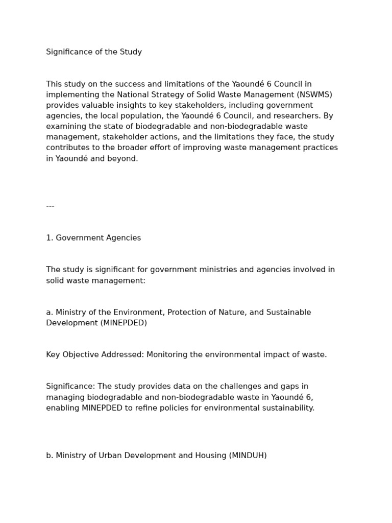 Significant of Study Waste | PDF | Waste Management | Waste